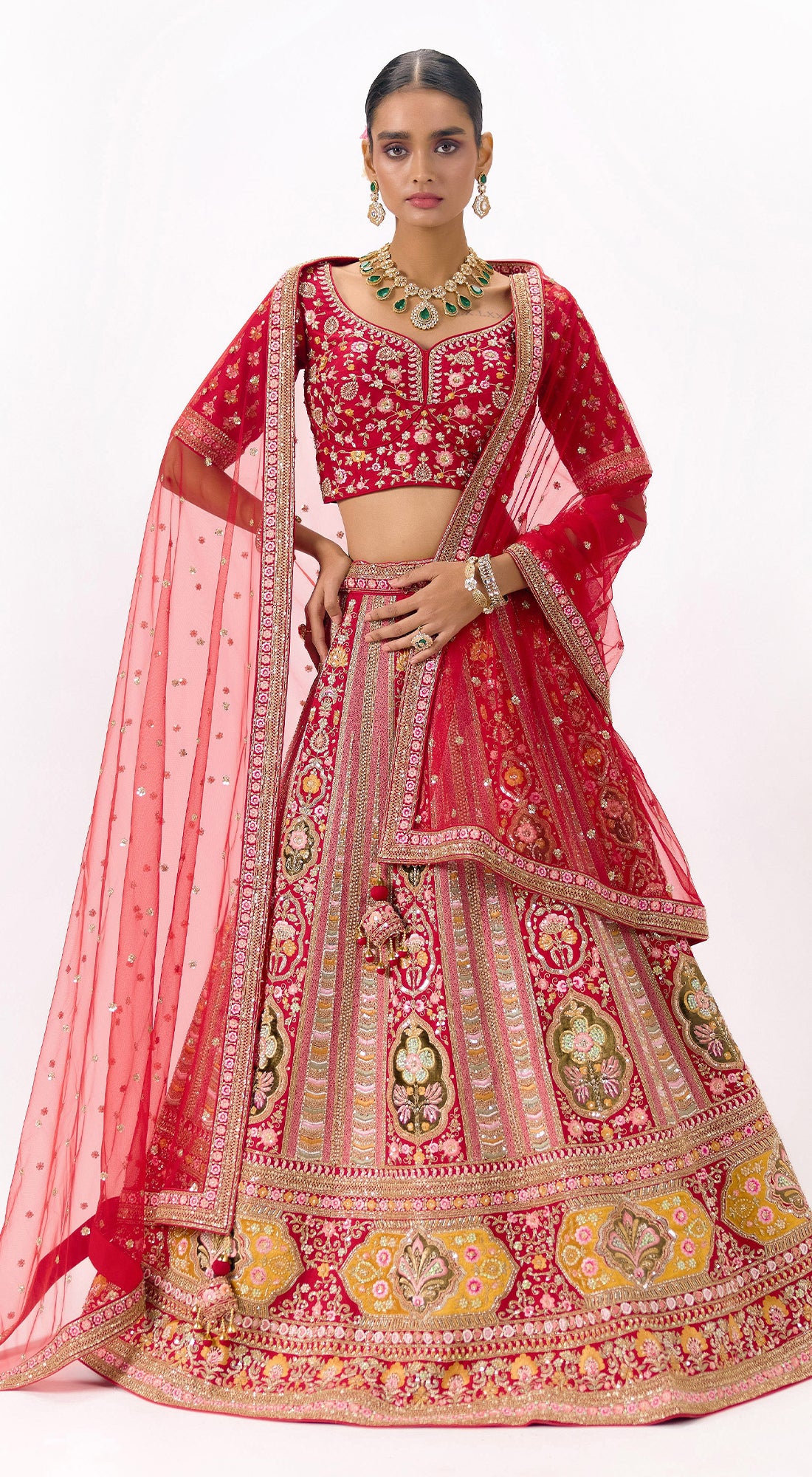 Red Silk Embroidered Lehenga Set – Basanti Kapde aur Koffee